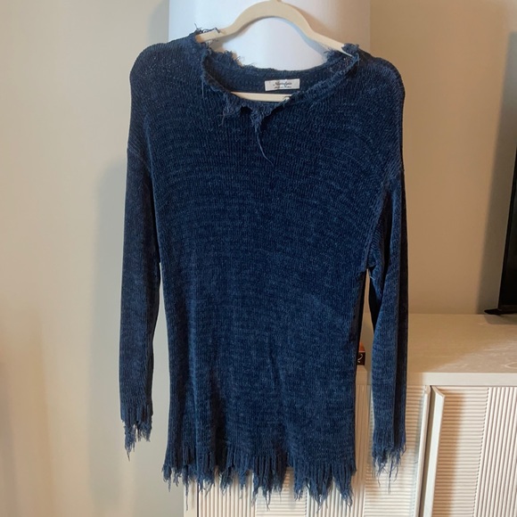 Nostalgia | Sweaters | Never Been Worn Nostalgia Size Small Blue Frayed ...